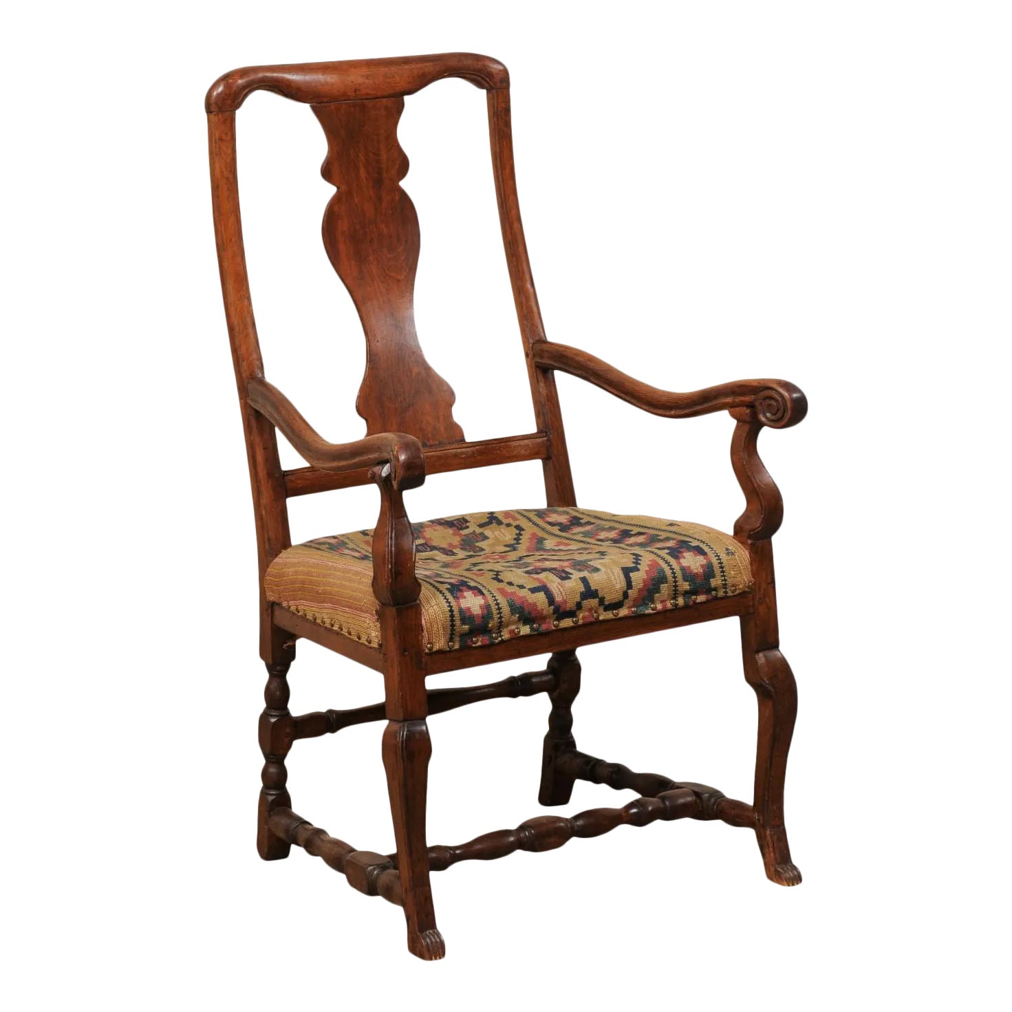 18th Century Vintage Swedish Rococo Arm Chair with Allmoge Seat | Chairish