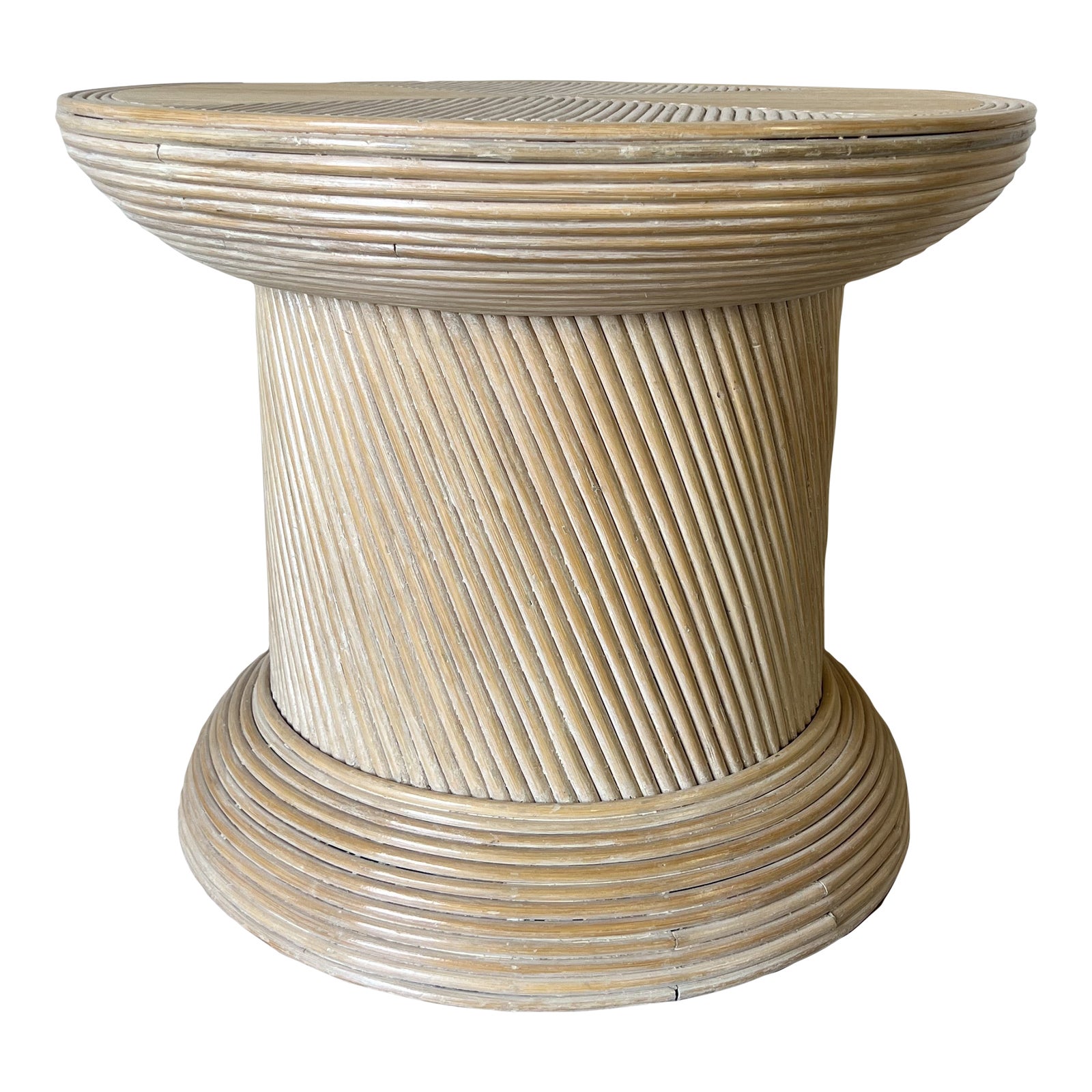 Vintage Organic Modern Pencil Reed Rattan Side / Coffee Table | Chairish