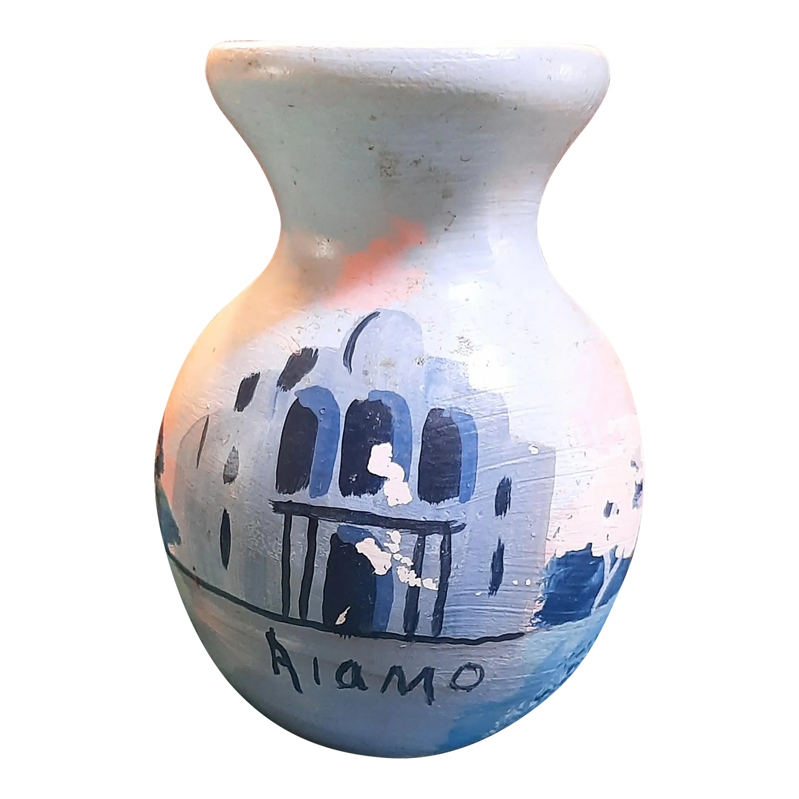 Texas Alamo Bluebonnet Mid Century Vase Souvenir San Antonio Landscape ...