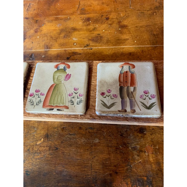 1980s Mounted Hand-Painted Tiles | Chairish