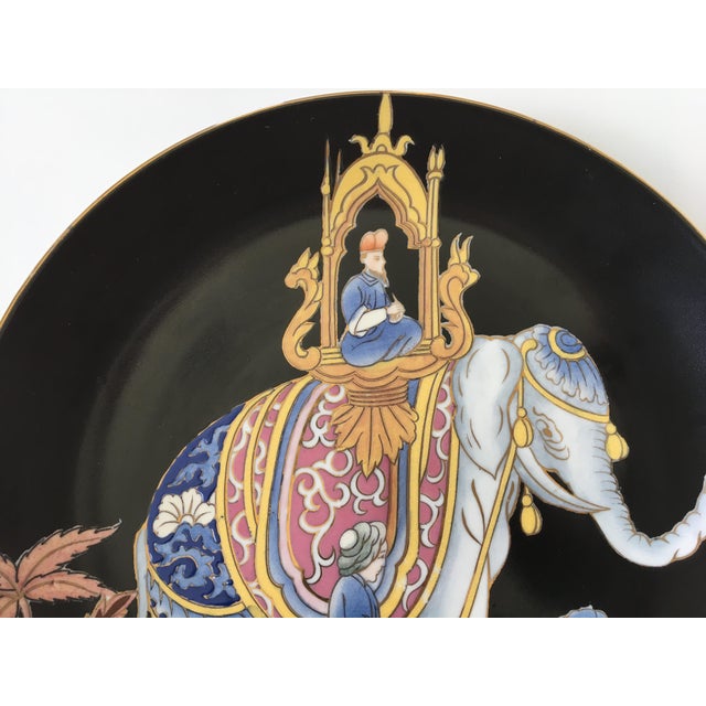 Vintage Porcelain Gold Rimmed Decorative Indian Themed Elephant Plate ...