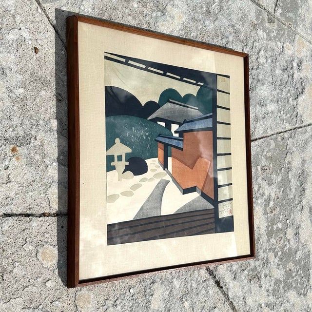 Vintage Original Asian Block Print | Chairish