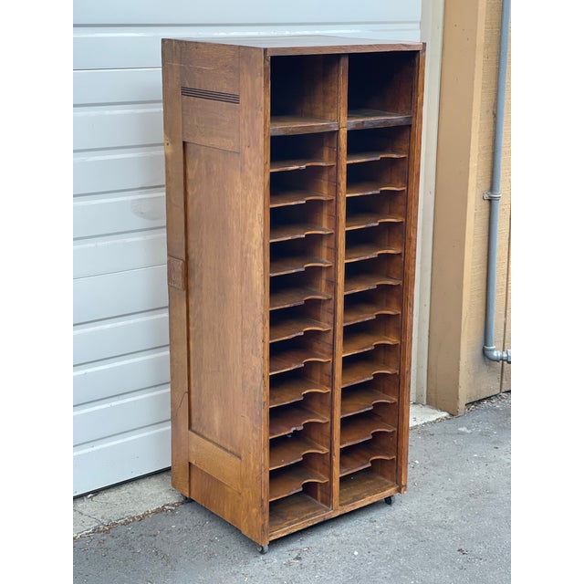 1970s Vintage Mail Sorter Organizer Cabinet on Casters | Chairish