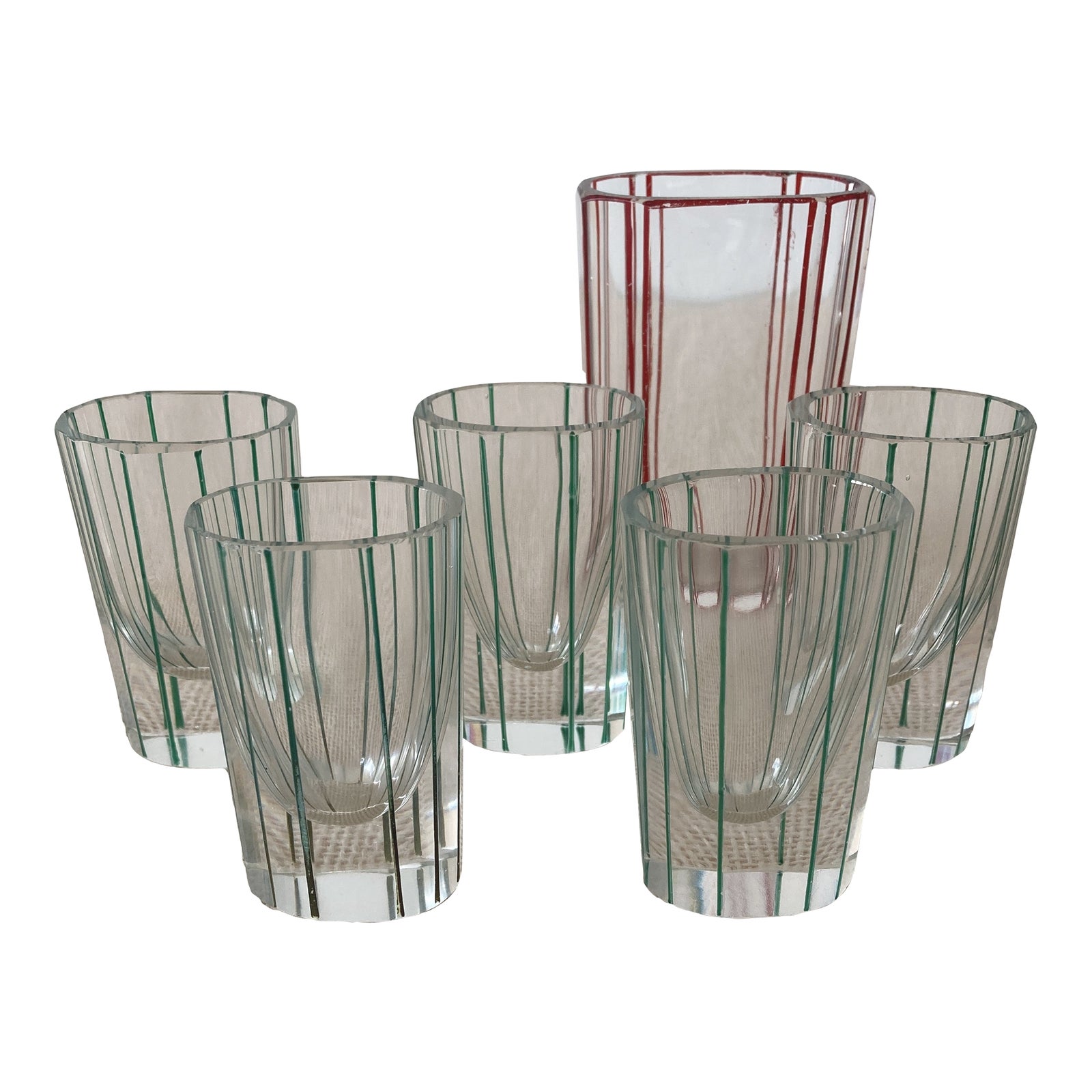 1930s Art Deco Hand Blown Bohemian Oval Shot Glasses With Holder Moser ...