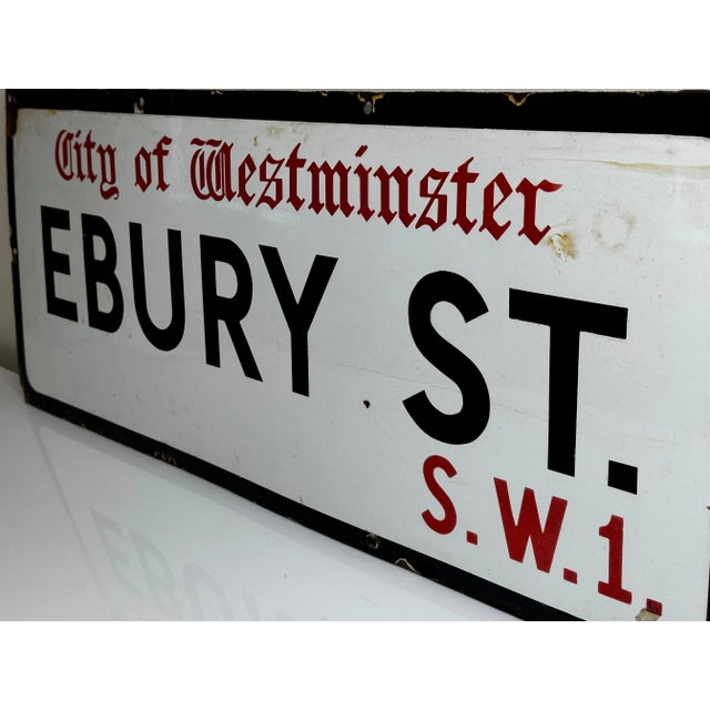 1940s British Enamel London Road Sign City of Westminster Ebury Street ...
