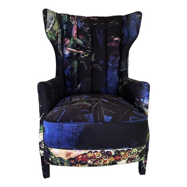 High-Back Manor Velvet Lounge Chair | Chairish