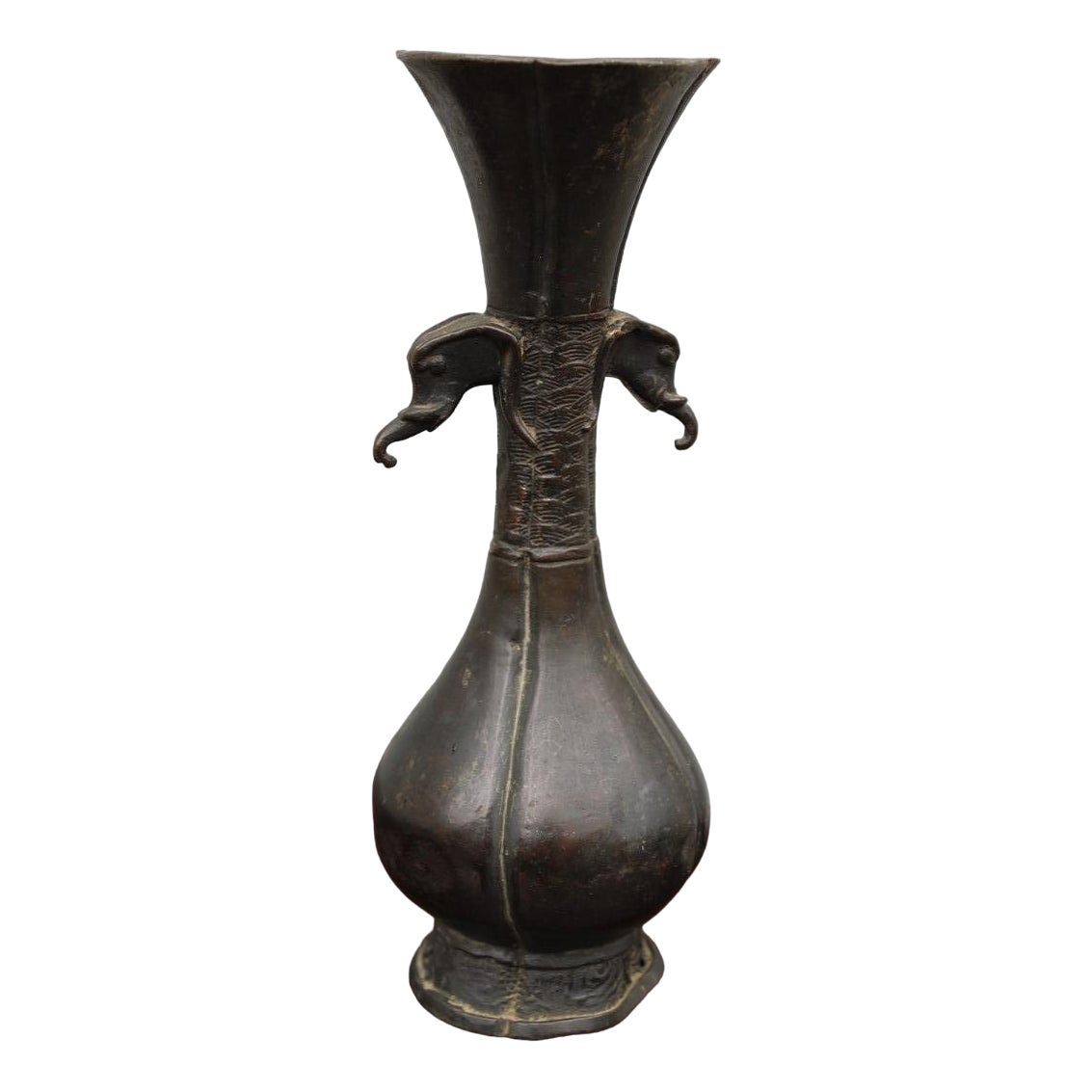 Antique Japanese Vase in Bronze with Elephants, 1700 | Chairish