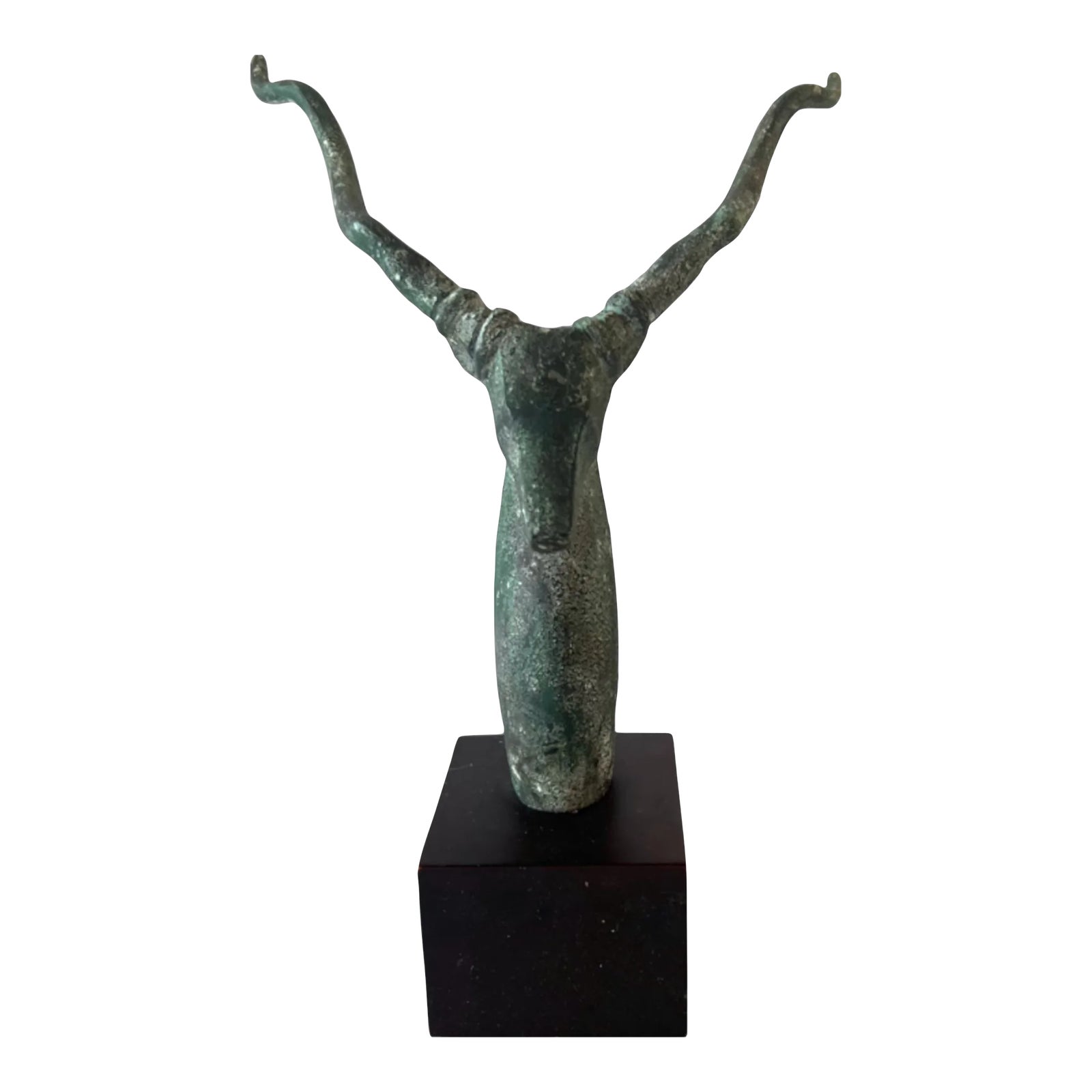 Vintage Patinated Metal Impala Bust Sculpture | Chairish