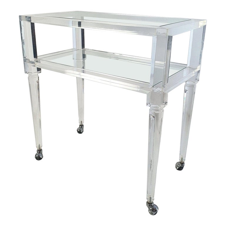 Vintage Italian Modern Acrylic Glass and Glass Bar Cart, 1980s | Chairish