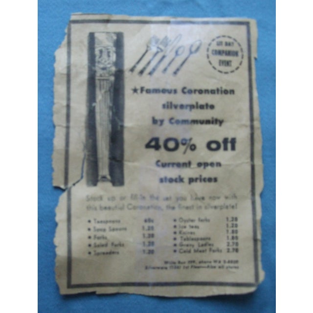 1930s Oneida Community Silver Plate Coronation Pattern Flatware Set- 56 ...