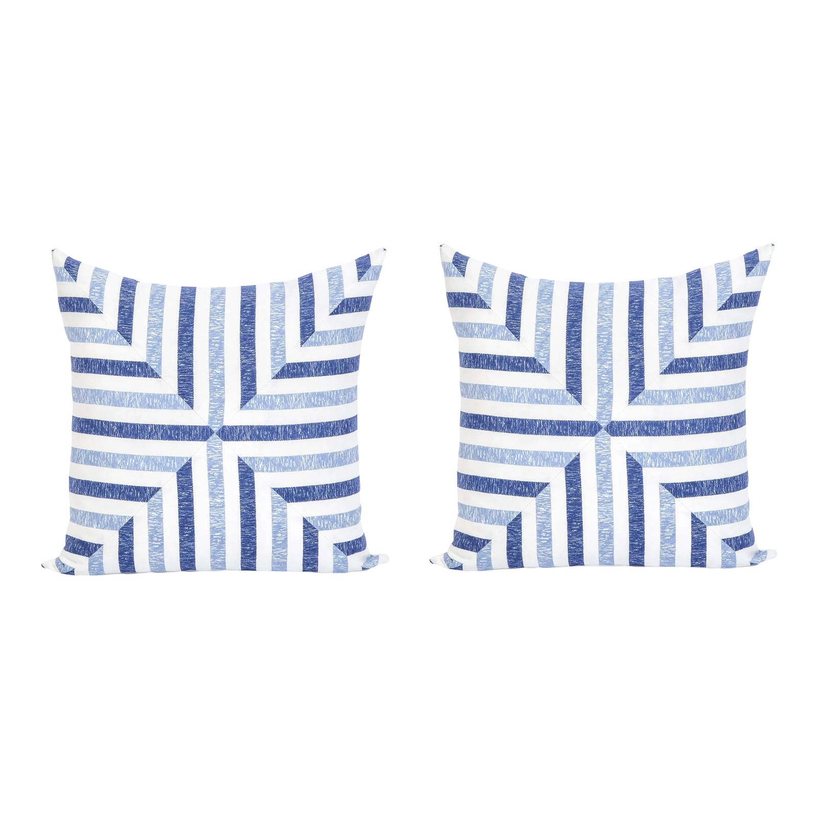 Palm Orleans Delft Blue Mitered Stripe Euro Pillow Shams- Set of 2 ...