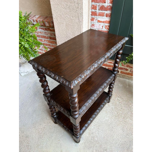 Antique French Carved Oak Server Sideboard Barley Twist Bookcase ...