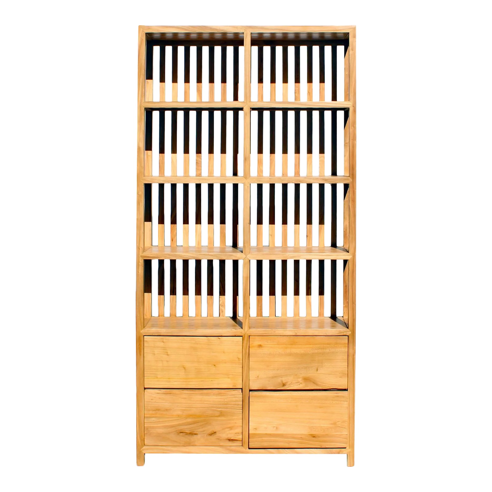 Light Natural Raw Wood Zen Minimalist Bookcase Display Cabinet | Chairish