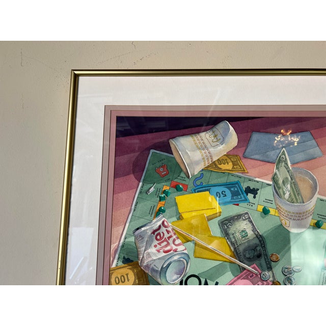 1980's Patrick Clark Realistic Monopoly Watercolor Painting, Framed ...