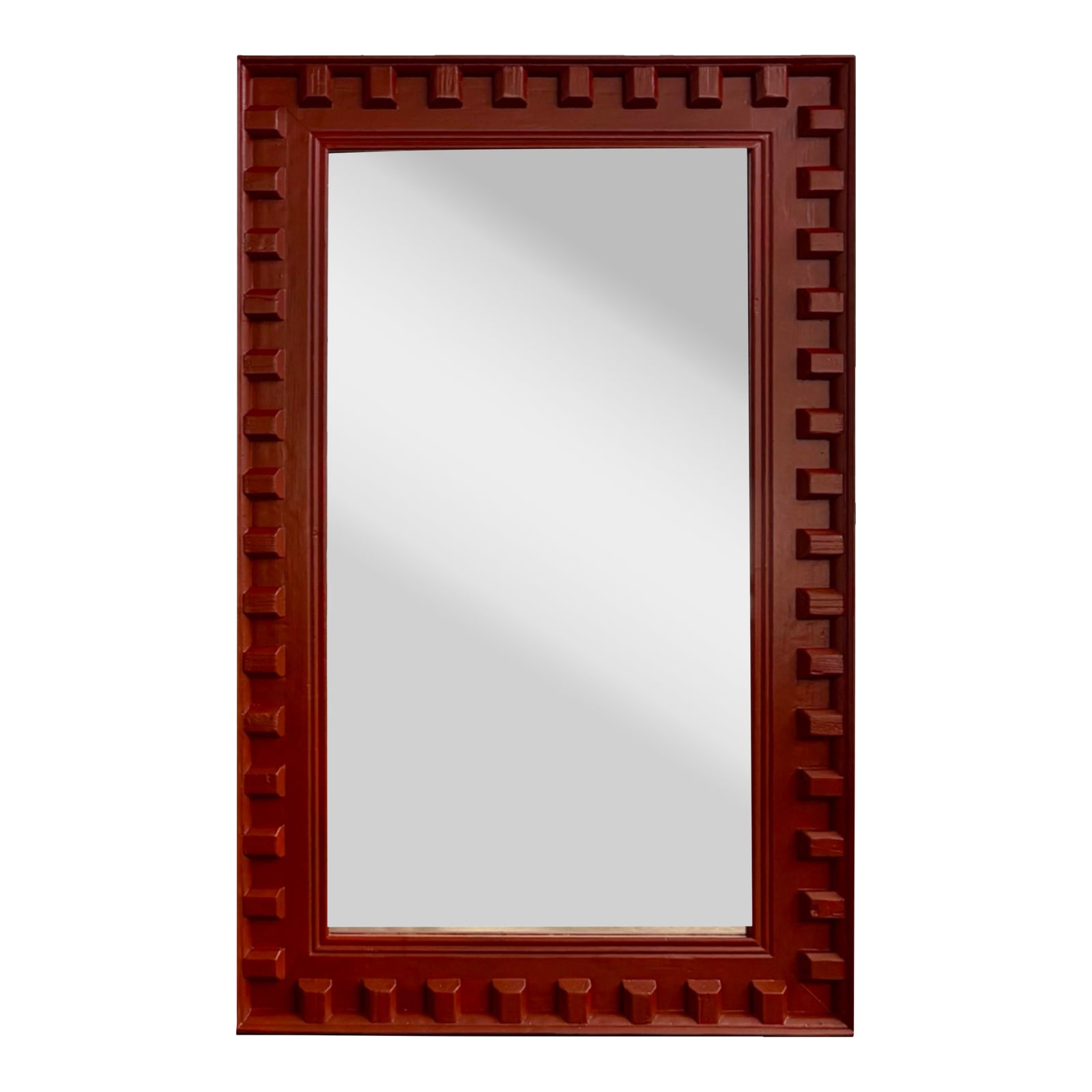 Painted Carved Greek Key Mirror | Chairish