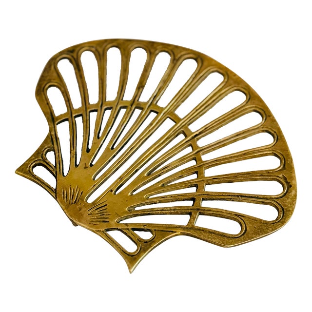Vintage Brass Shell Trivet | Chairish
