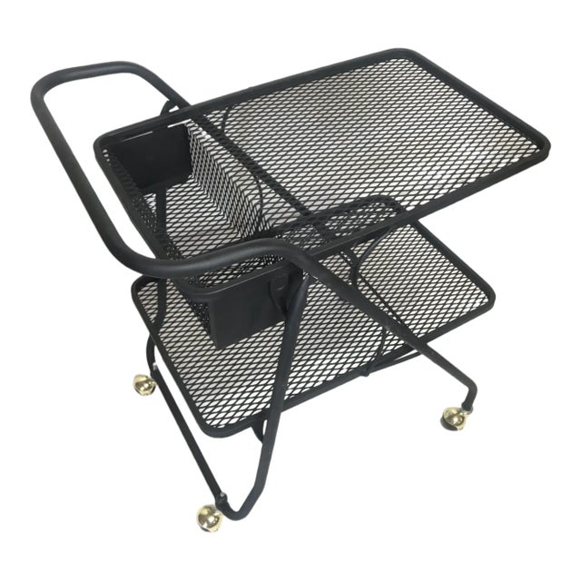 Mid-Century Metal Mesh Bar Cart | Chairish