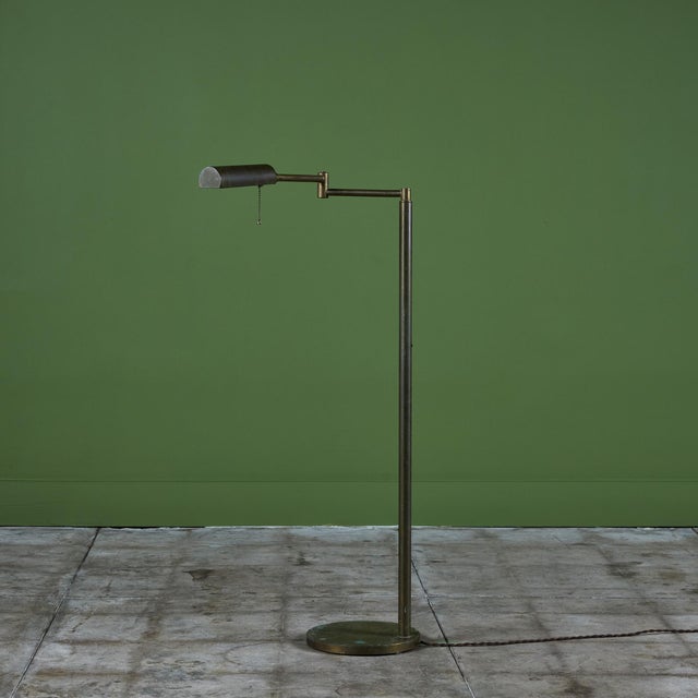 Koch & Lowy Style Patinated Brass Floor Lamp | Chairish