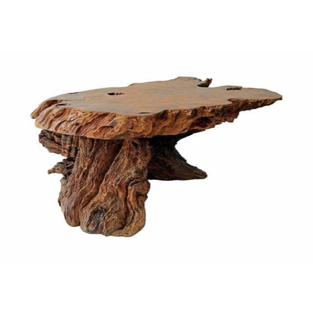 Mid Century Vintage Live Edge Wood Tree Slab Coffee Table With Natural ...