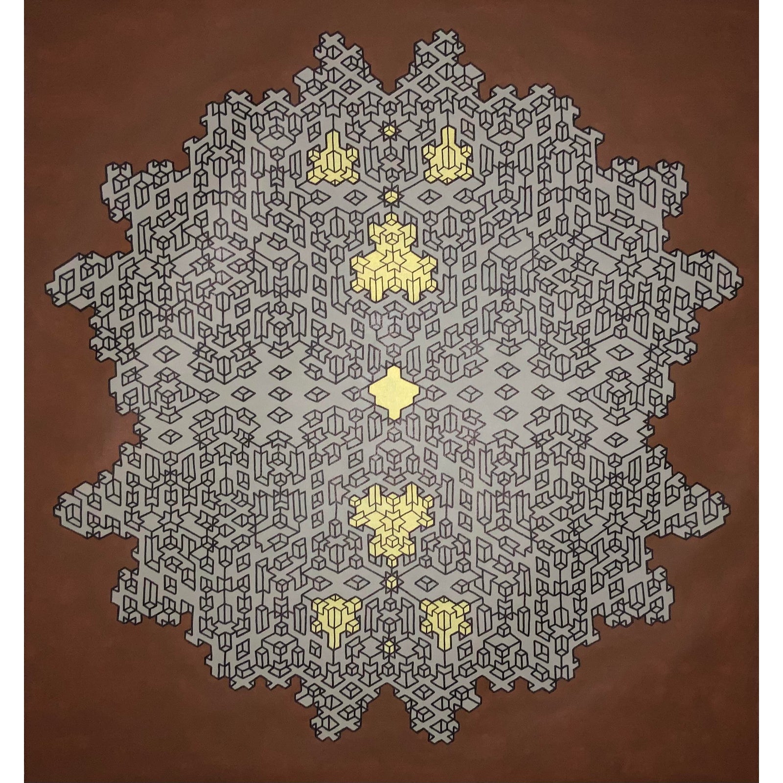 Origami Fractal Face Optical Illusion Canvas Painting, Anthropomorphic ...