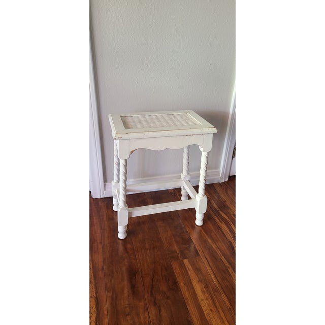 1970s Mid-Century Small White Painted Side Table | Chairish