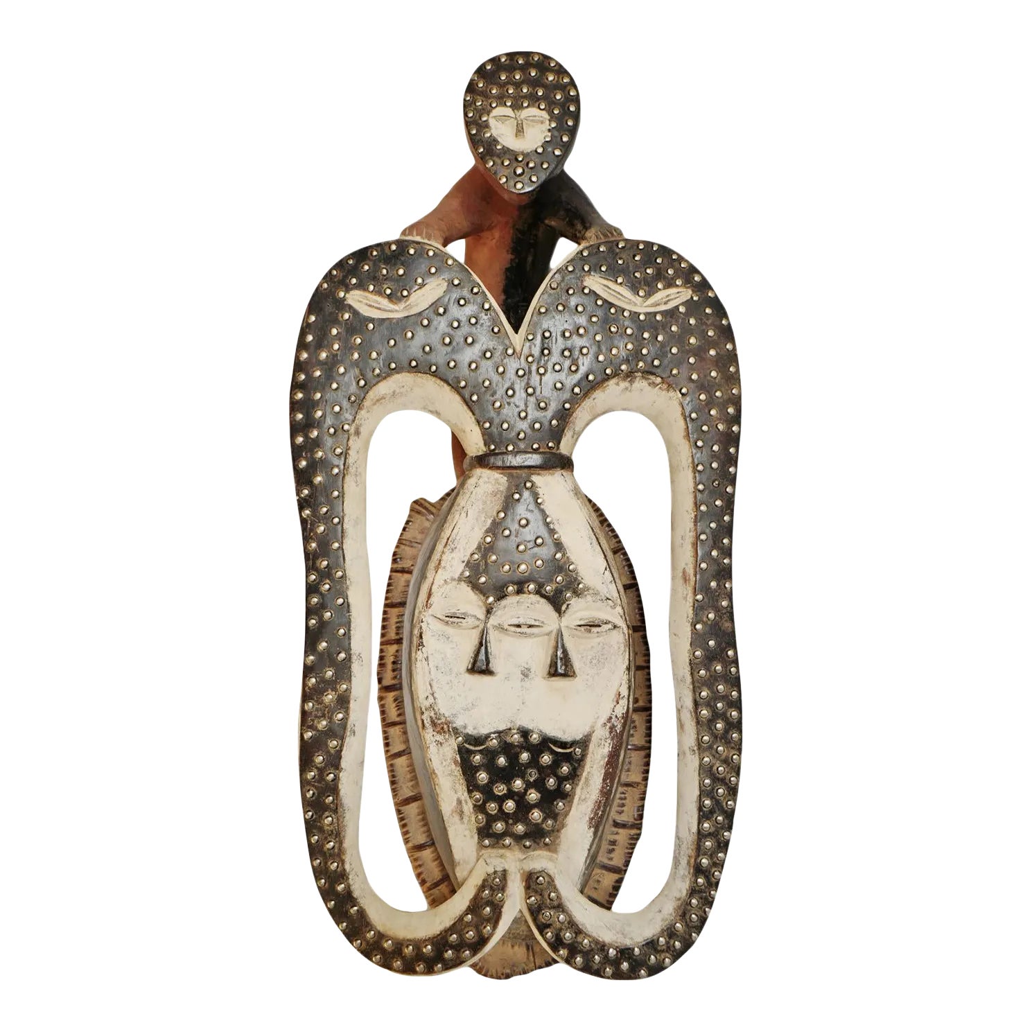 Vintage Black & White Lega Twin Mask | Chairish