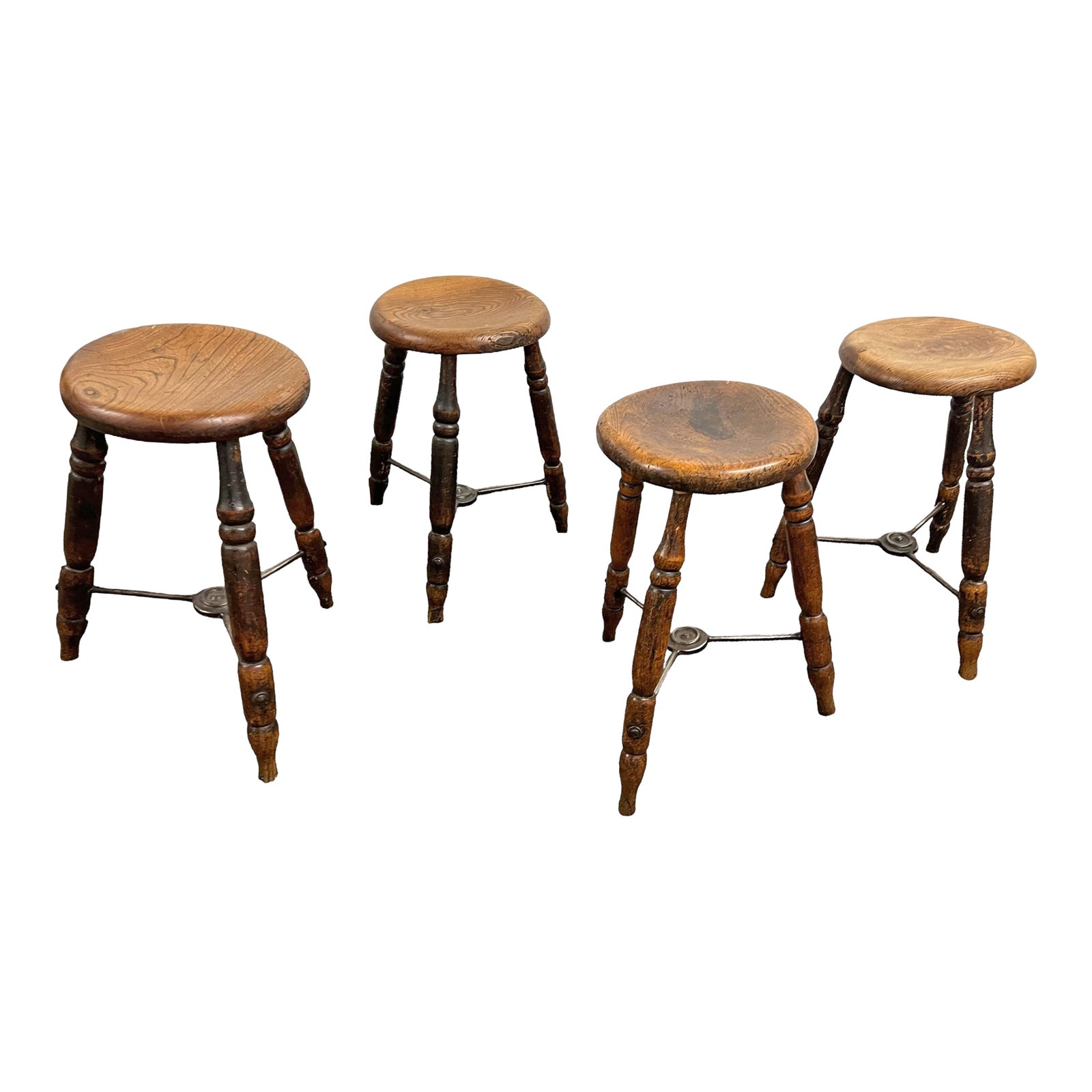 Set of Four 19th Century English Pub Stools | Chairish