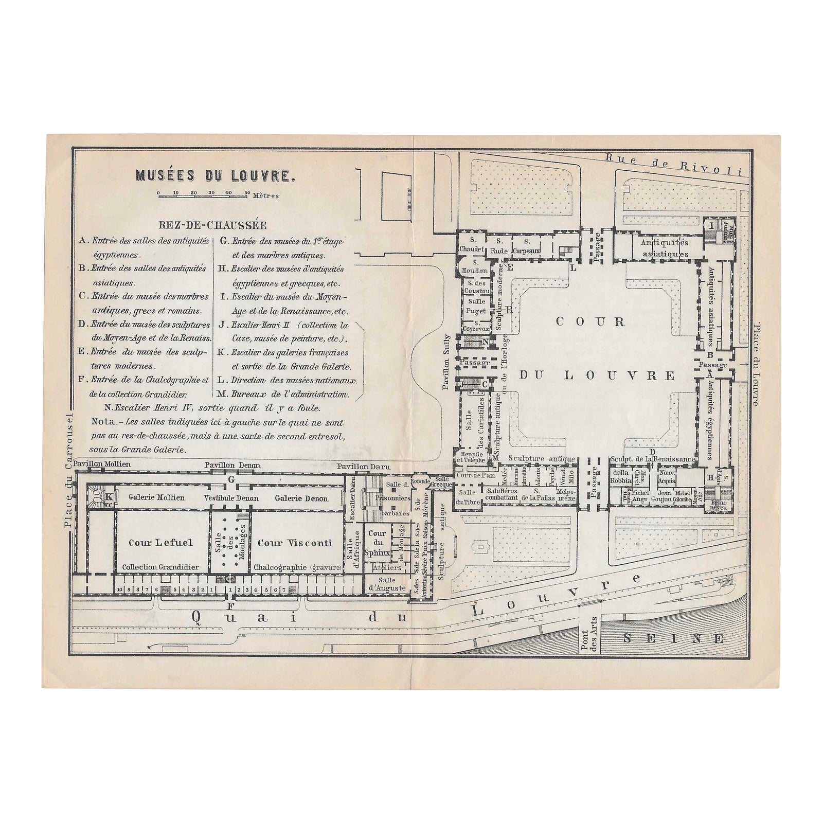 1907 Plan of the Louvre From Paris Guidebook | Chairish