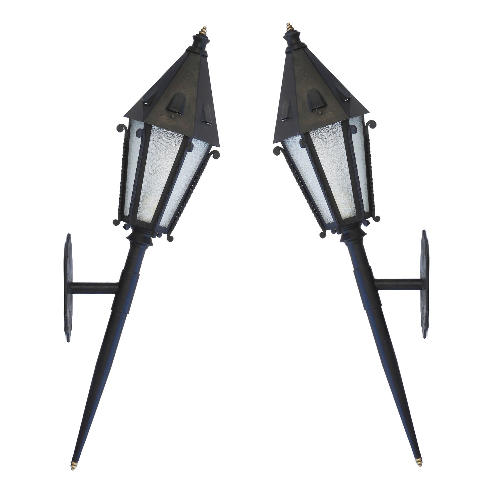 French Exterior Torchère Lanterns, 1950s, Set of 2 | Chairish