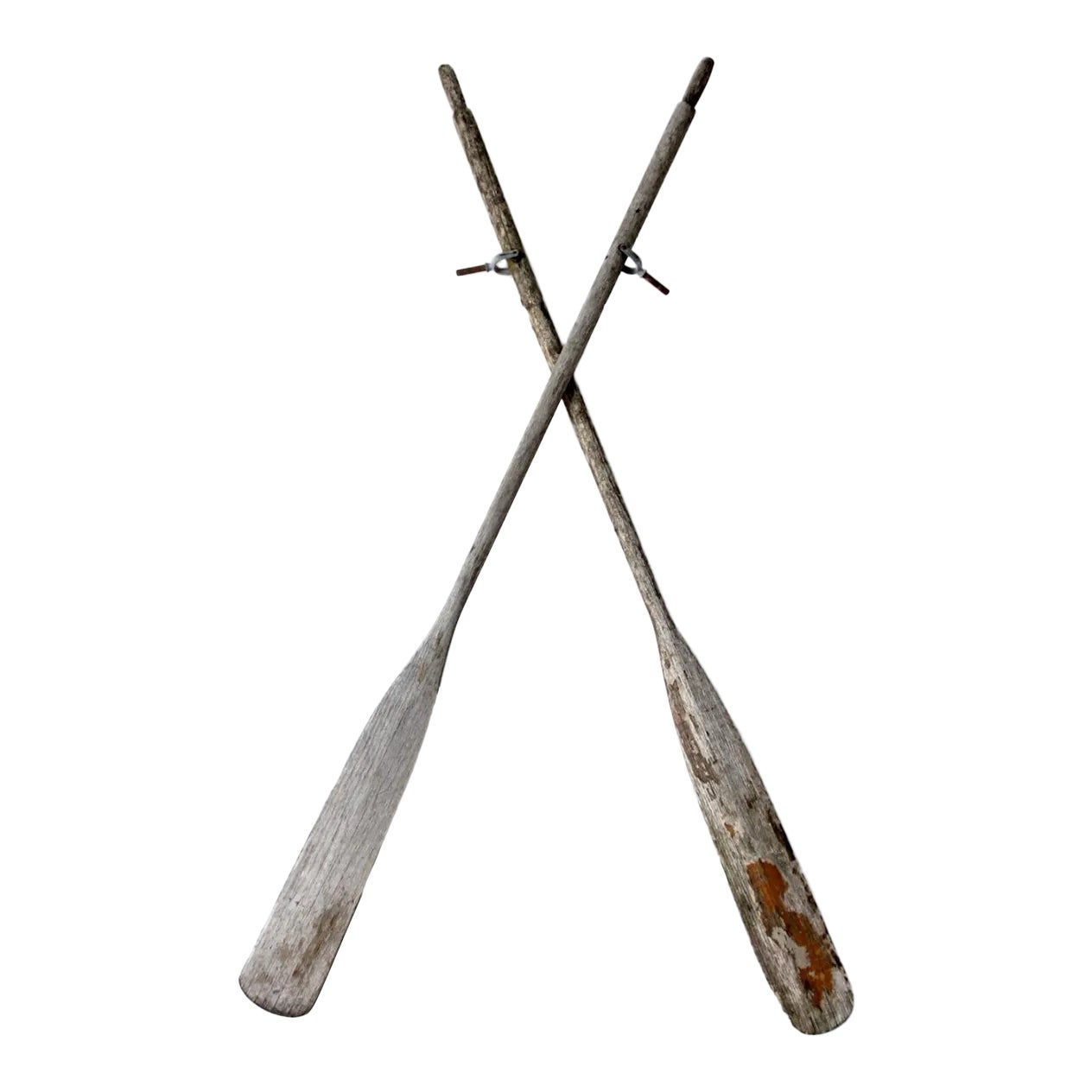Antique Distressed Wooden Oars Pair | Chairish