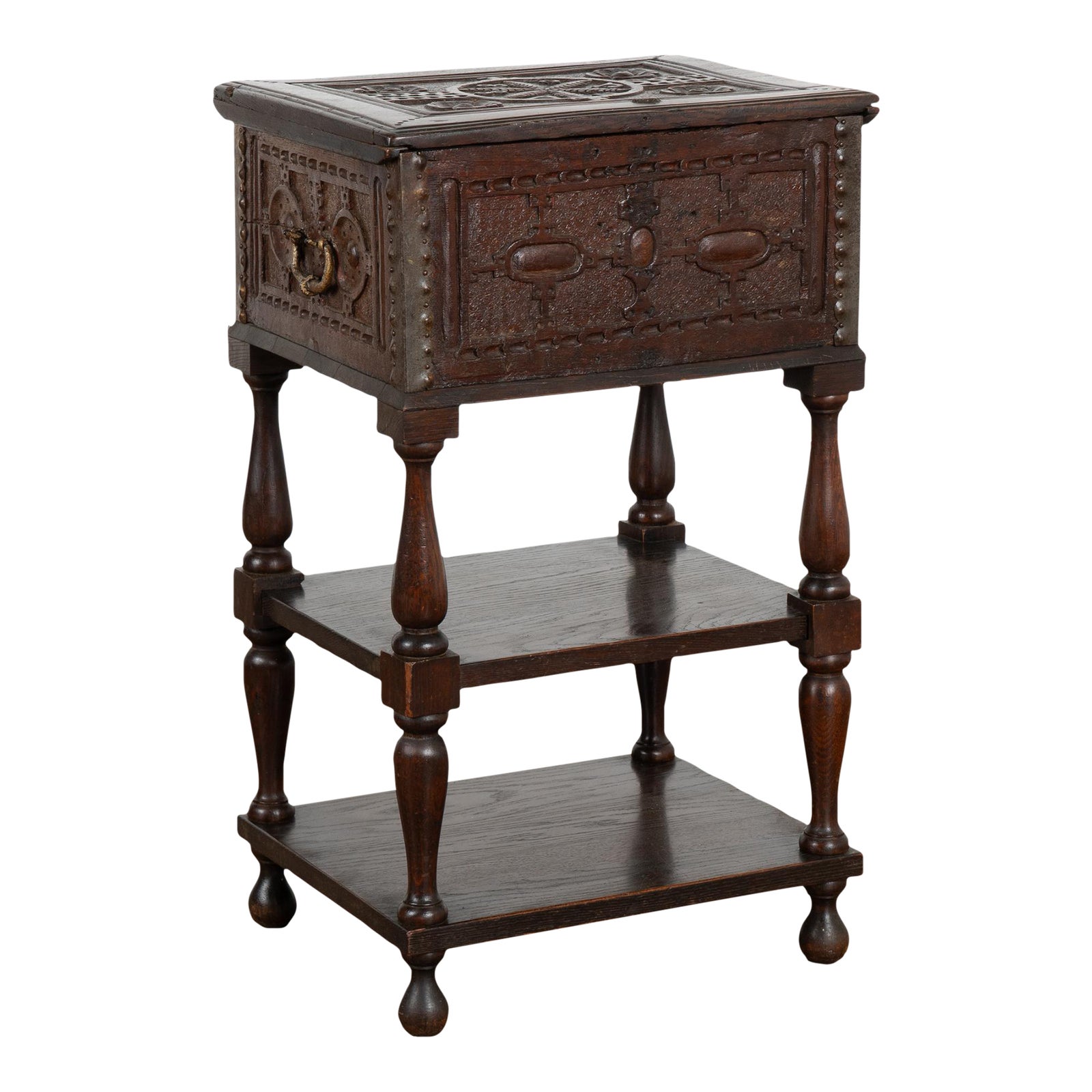 Small Baroque Carved Chest on Stand Side Table, Dated 1688 | Chairish