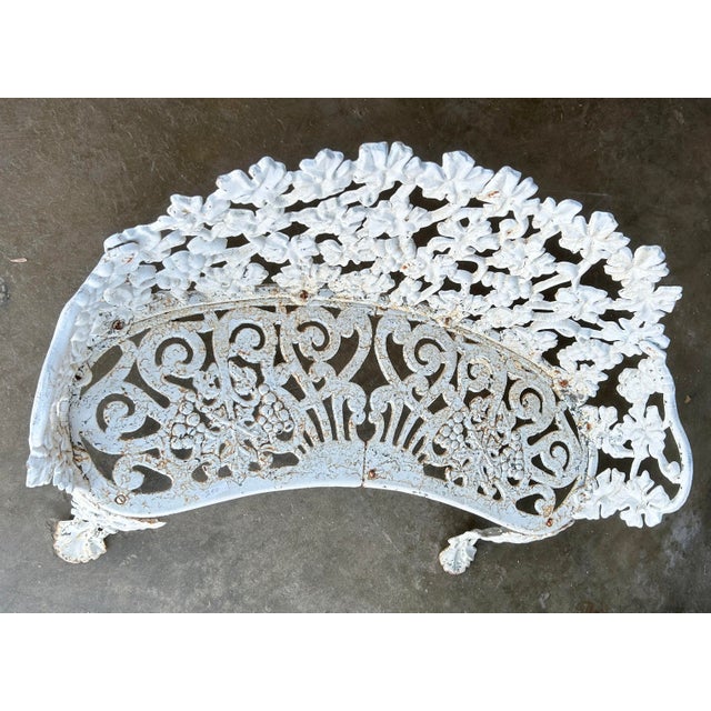 Mid 20th Century White Grapevine and Leaf Cast Iron Bench Settee | Chairish