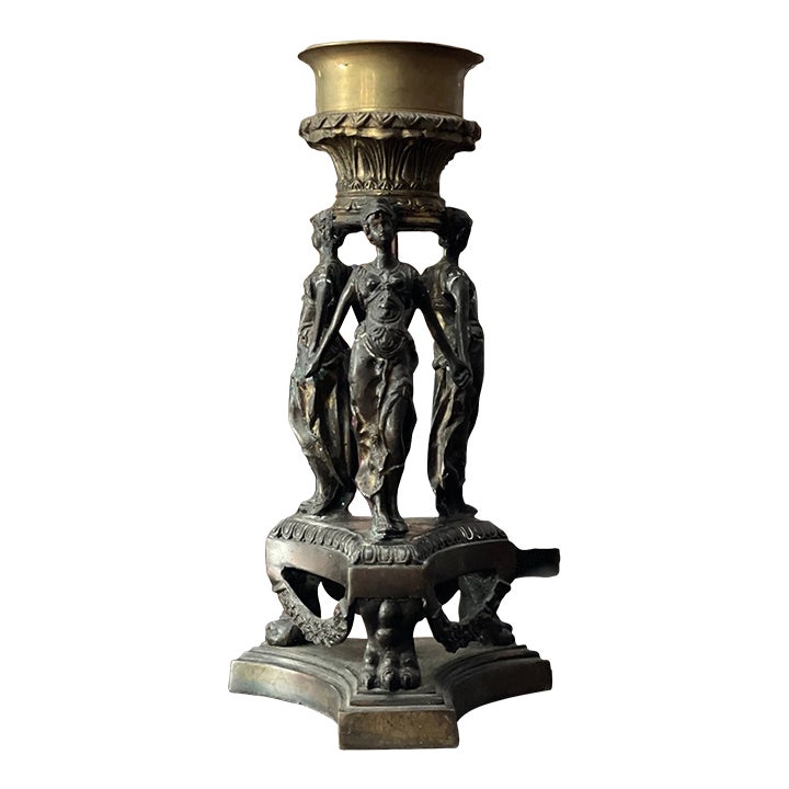 Vintage Mythological "3 Graces" Art Nouveau Style Bronze Candle Holder ...