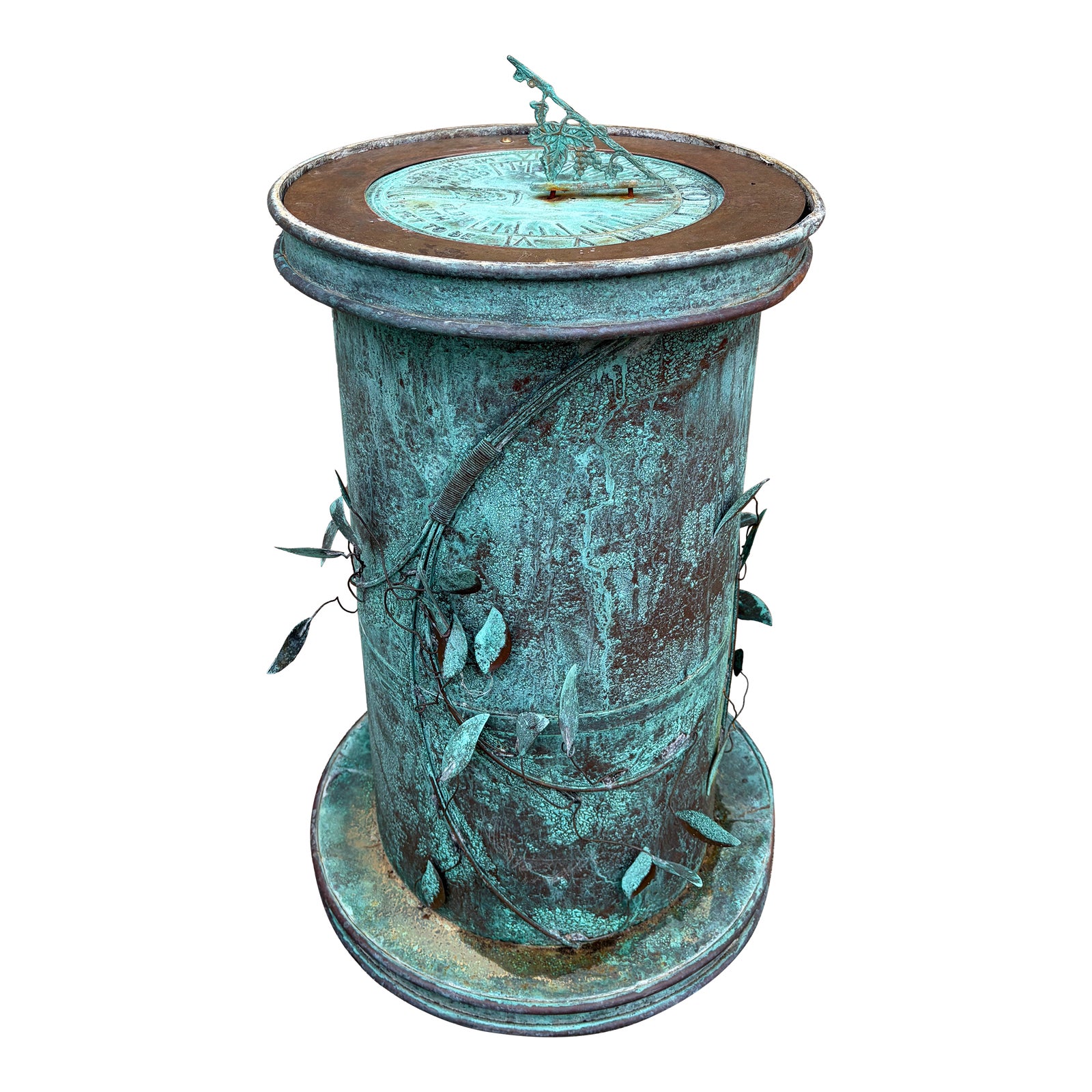 Vintage English Country Classical Verdigris Iron Sundial on Copper ...