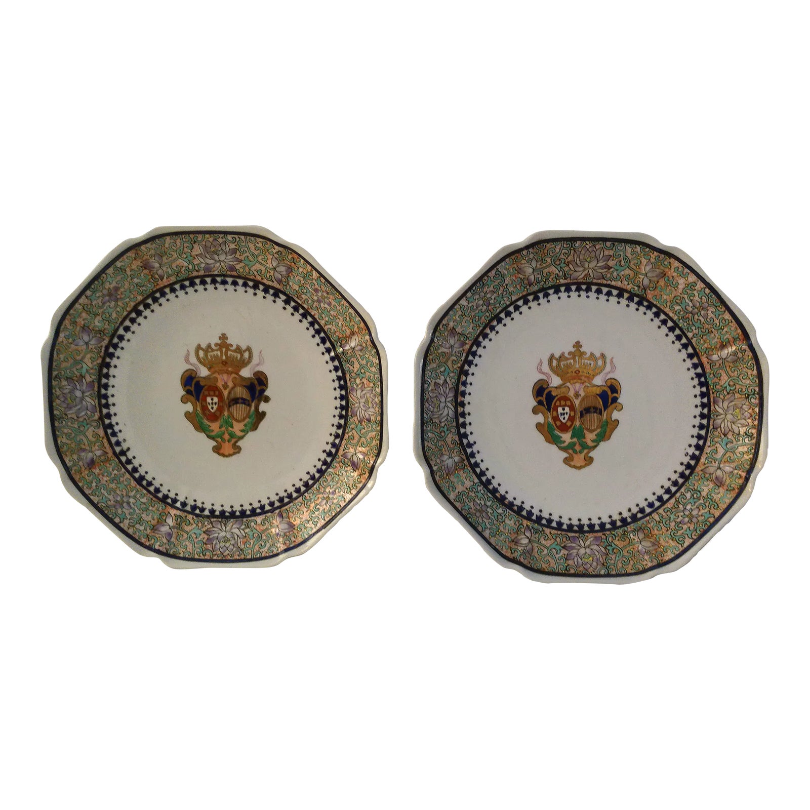 1980s Kings Crest Porcelain Display Plates, a Pair | Chairish