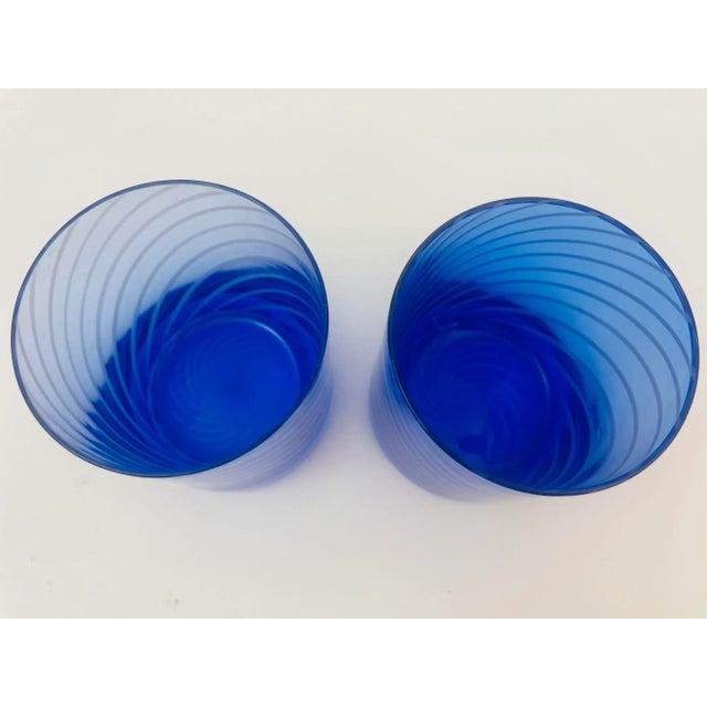 Cobalt Blue Drinking Glassware Set Of 4 Spiral Lowball Italy 1980s Chairish