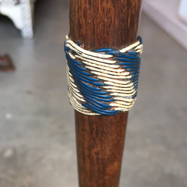 Hand Carved and Wrapped Wooden Club/ Baton on Lucite Stand | Chairish