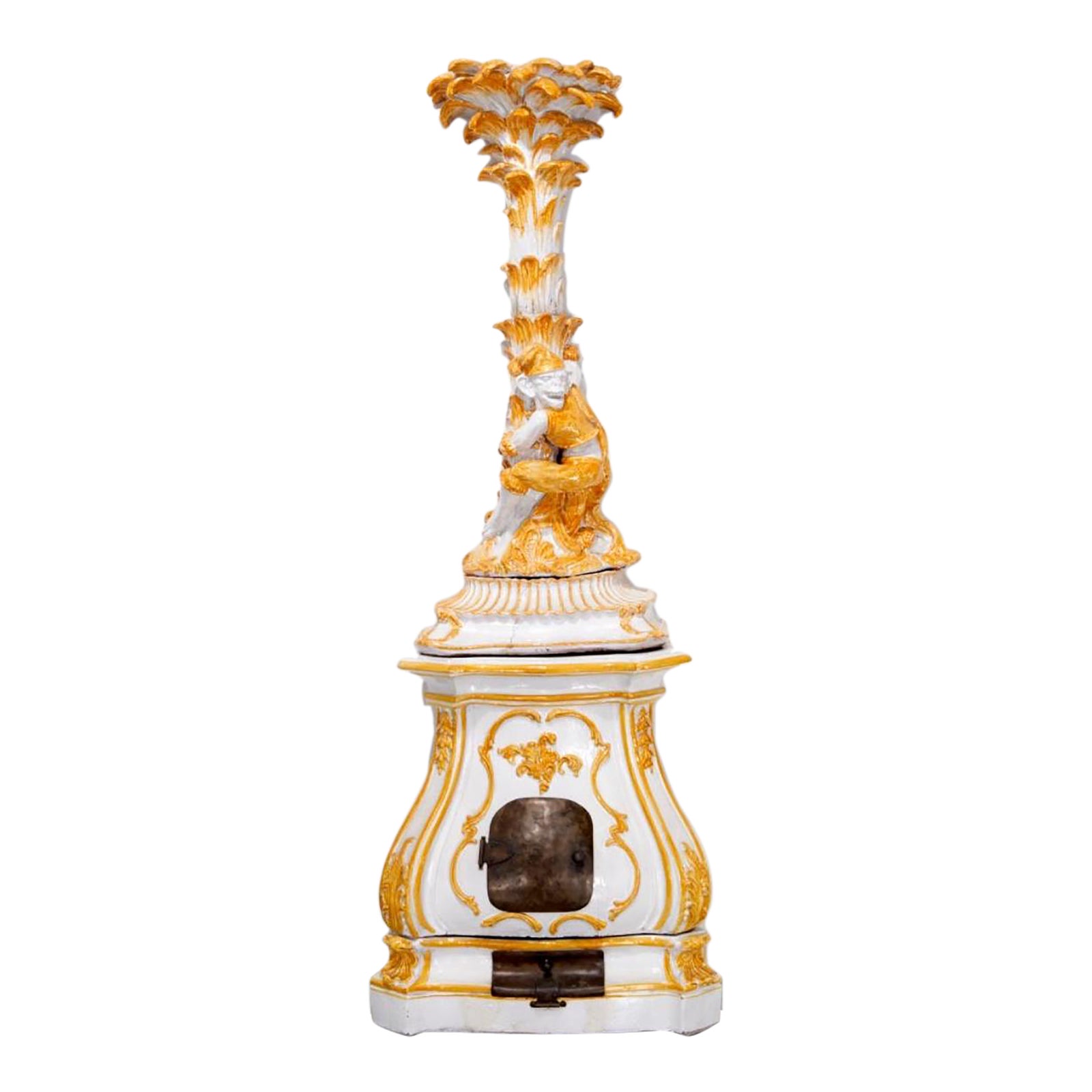 Early 20th Century French Majolica Ceramic Stove With Palm Tree and ...