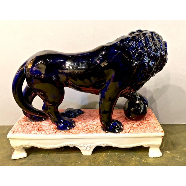 Blue Stafford Lion Figurine | Chairish
