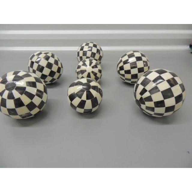 Black and White Round Faux-Bone Decorative Sphere Objects - Set of 7 ...