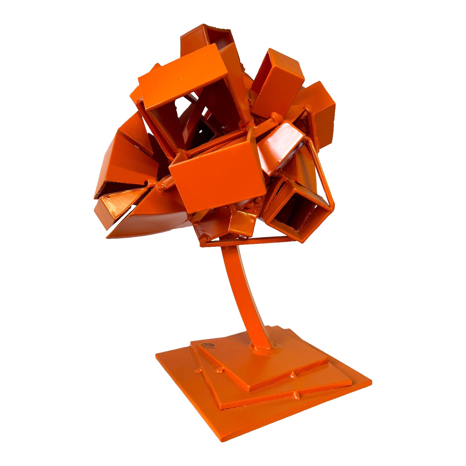 Contemporary Orange Modernist Welded Tree Sculpture | Chairish