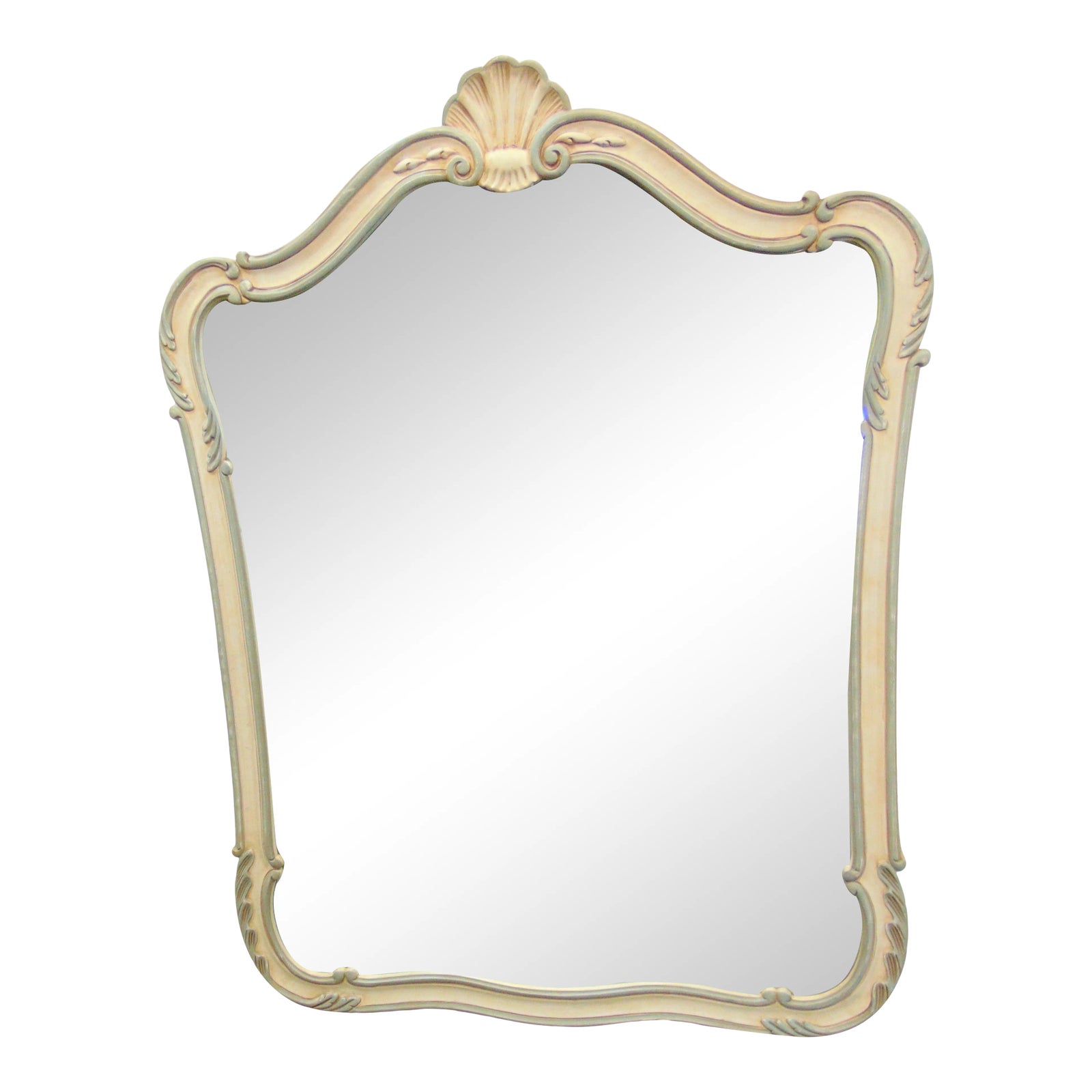Kindel Rochelle French Style Cream Shell Carved Mirror | Chairish