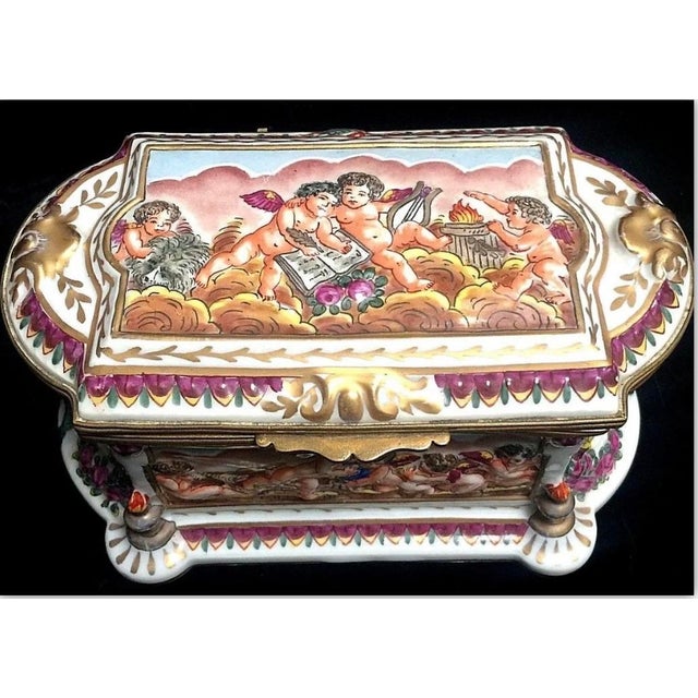 1920s Antique Capo Di Monte Valentines Large Cherubs Jewelry Box | Chairish