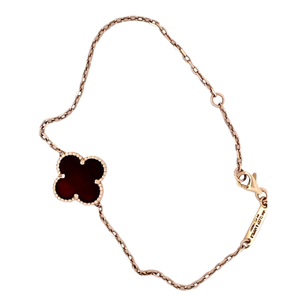 Van Cleef & Arpels Carnelian Single Clover Bracelet | Chairish
