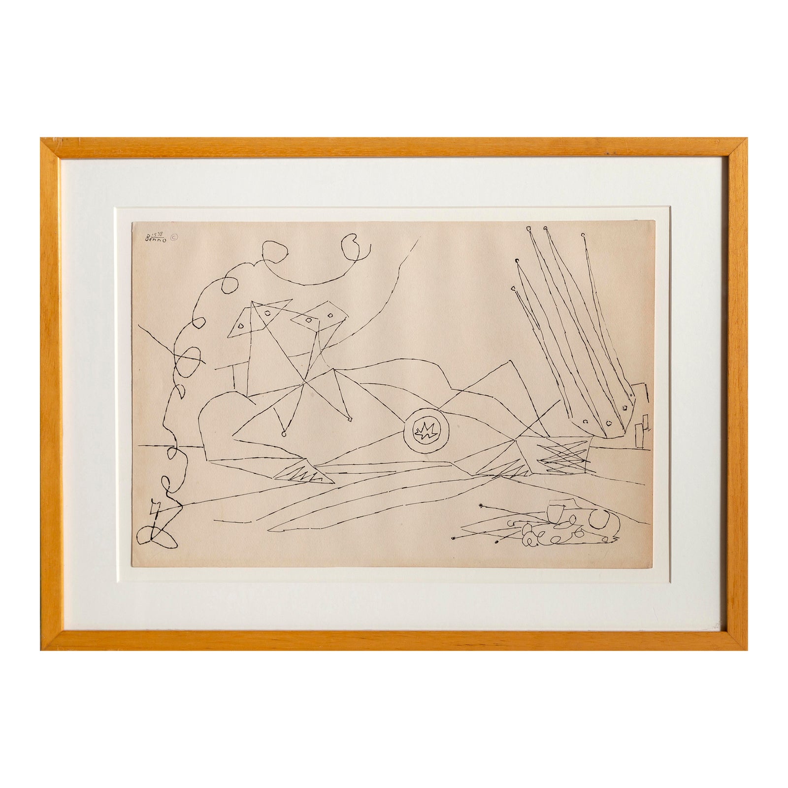 Untitled 17, Benjamin Benno Ink on Paper, Signed and Dated | Chairish