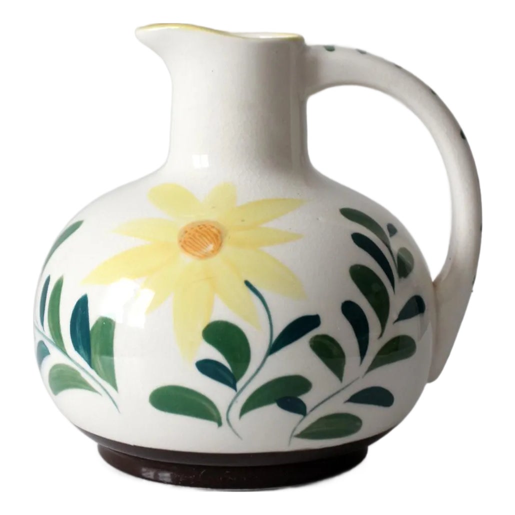 Mid-Century Hand-Painted Nasco Floral Pitcher | Chairish