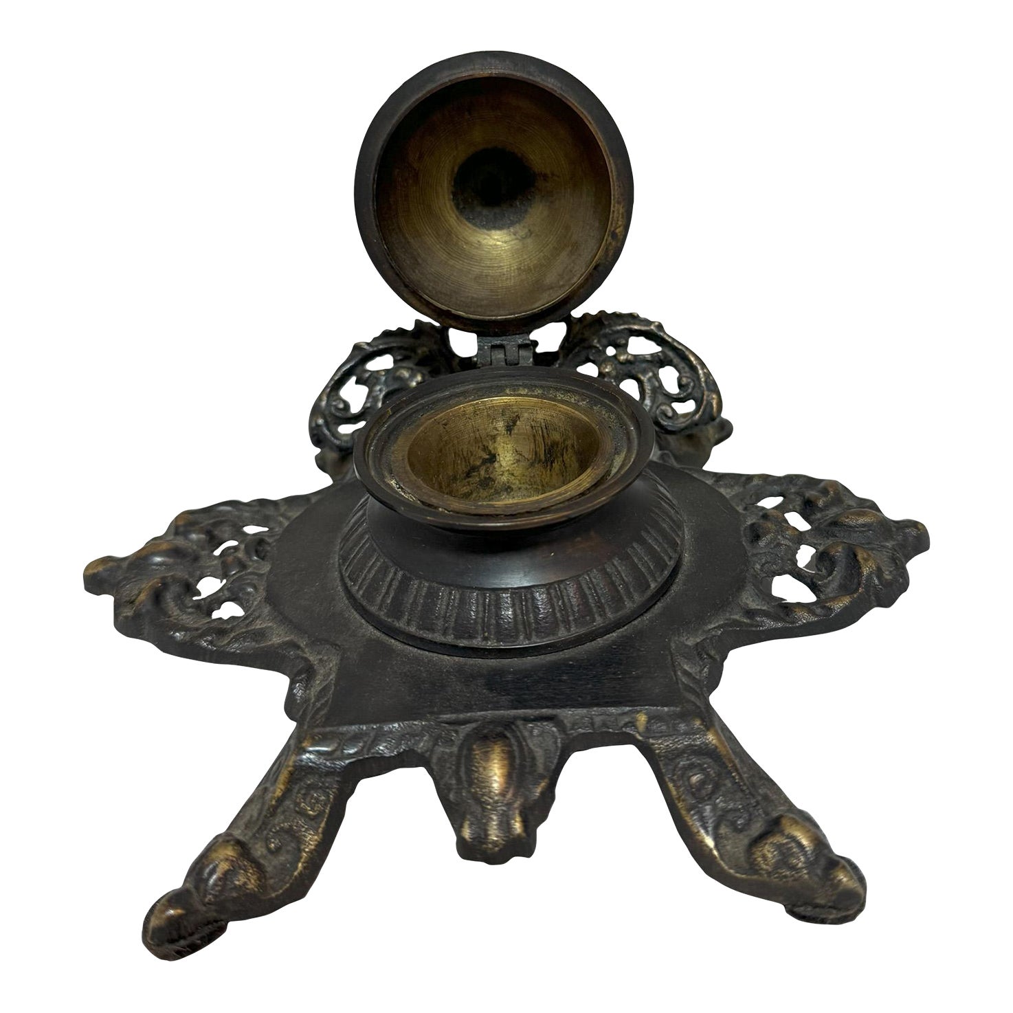 1950s Brass Ink Pot From India | Chairish