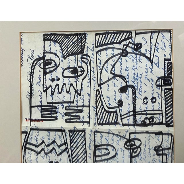 Contemporary Original Wayne Cunningham Abstract Marker Drawing on ...