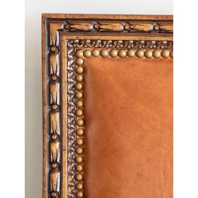 Lewis Mittman Genuine Leather Carved Wood St Laurent Fauteuil Accent ...