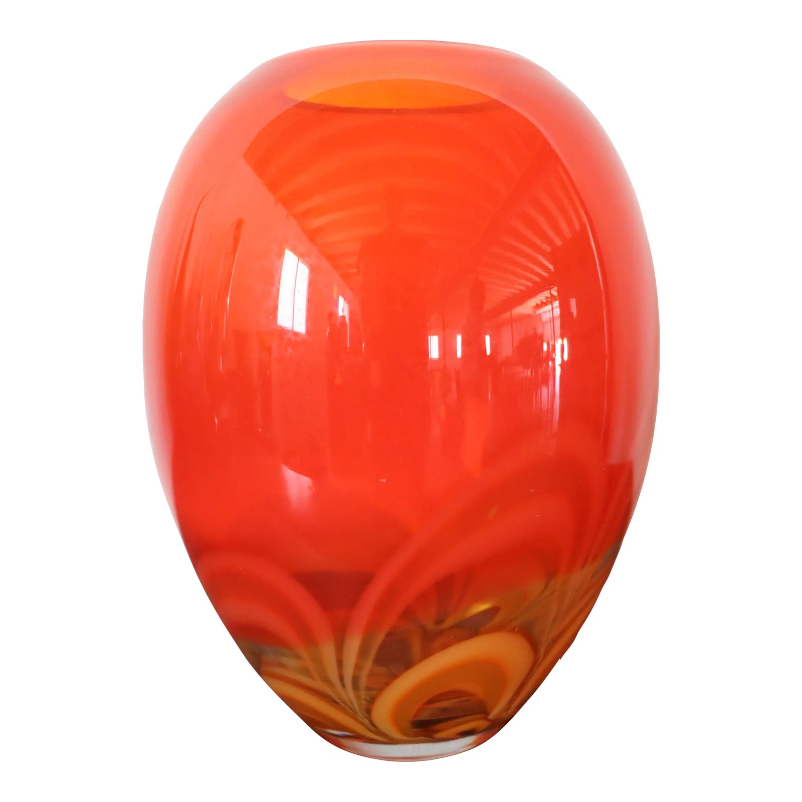 Orange Art Glass Vase | Chairish